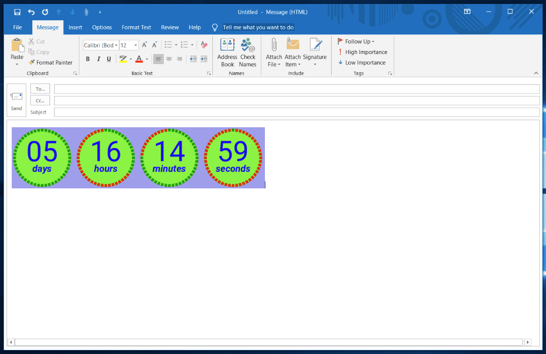 Outlook Countdown Timer
